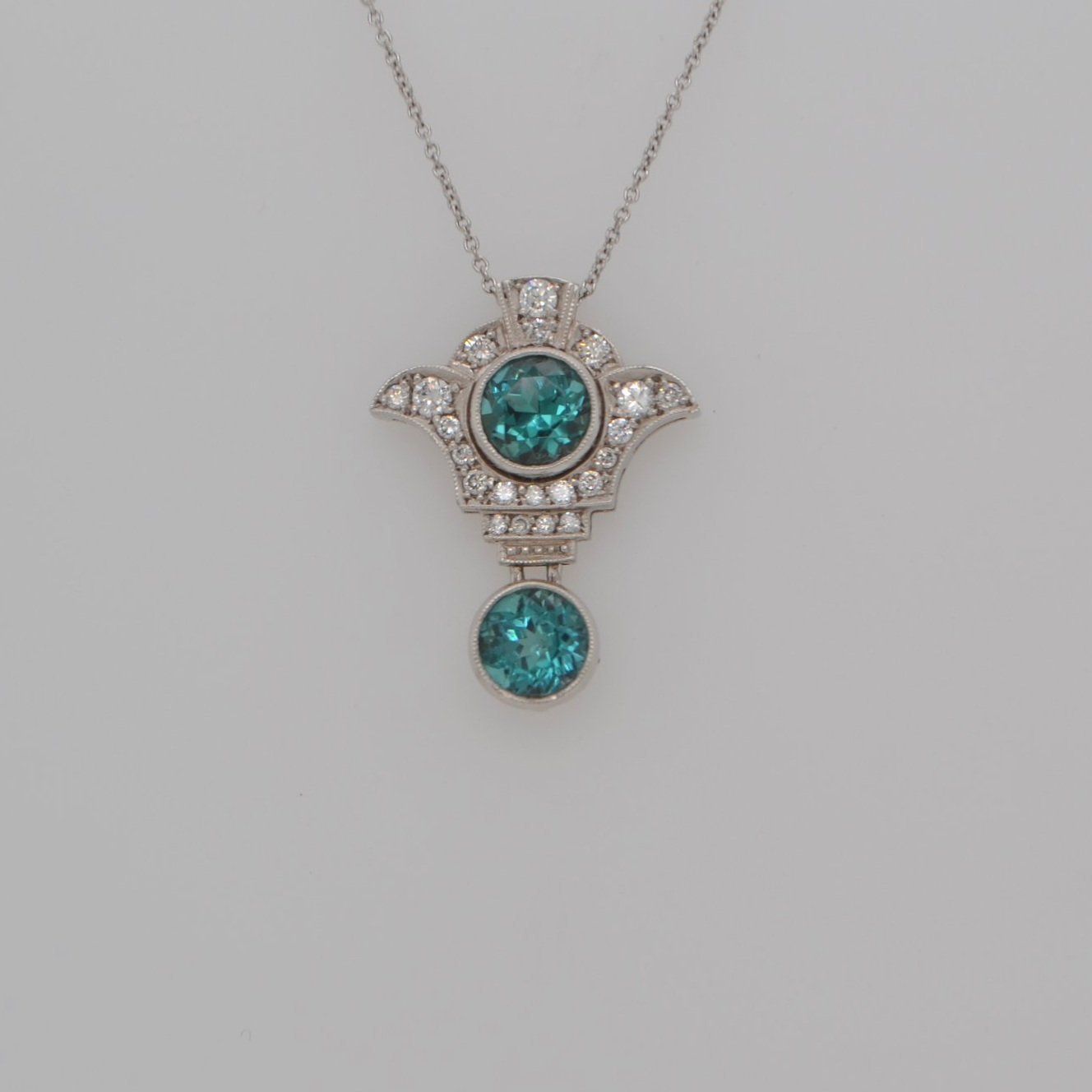 Platinum Double Tourmaline & Diamond Necklace - JC Jewelers