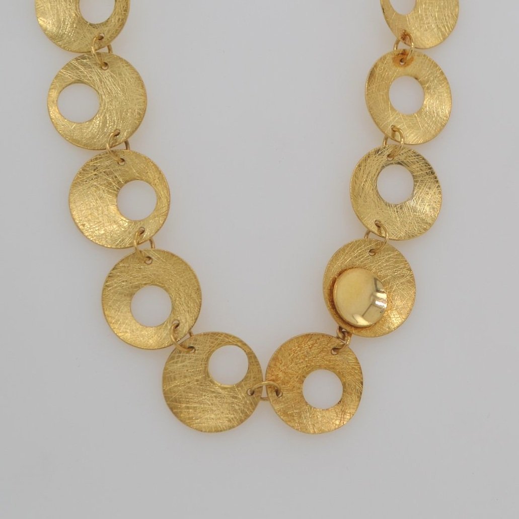 One of a Kind, 18K Handcrafted Textured Disc Chain - JC Jewelers