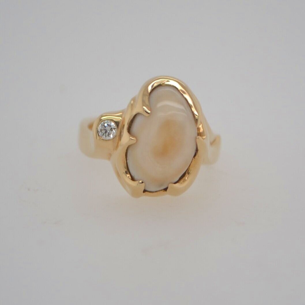 14K Prong Elk Ivory Diamond Ring - JC Jewelers