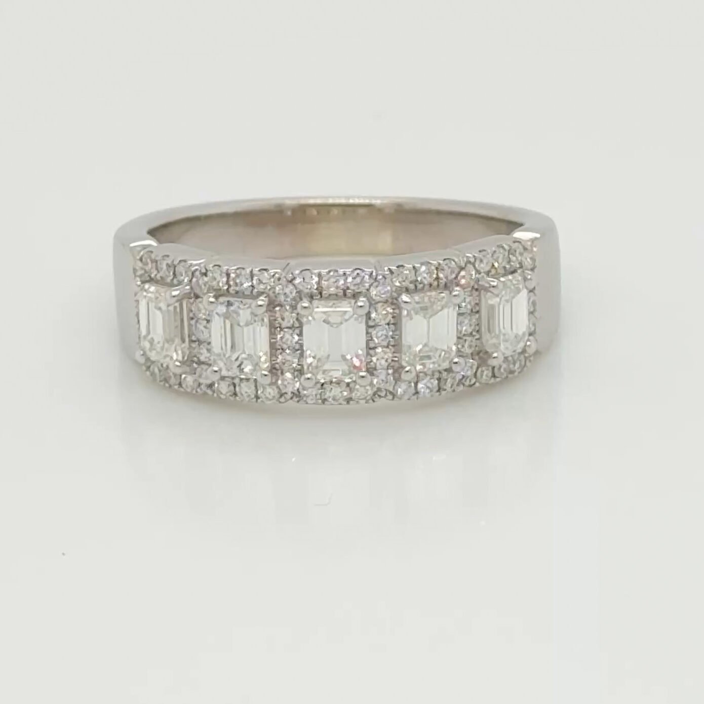 14K Emerald Cut Diamond Halo Band - JC Jewelers