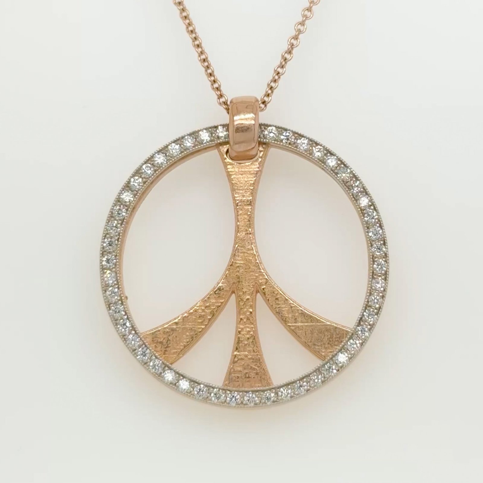 One of a Kind, 14K Diamond Peace Sign Pendant - JC Jewelers